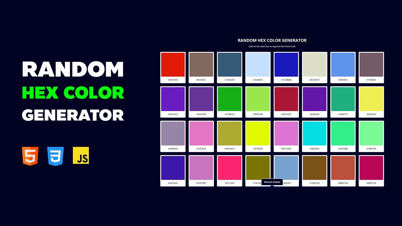 Build a Random Hex Color Generator with HTML CSS and JavaScript