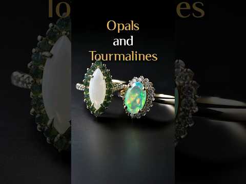 October Birthstones, Opals and Tourmalines 💎 #gemstone #gems #birthstone #opal #tourmaline #shorts