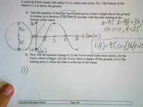 MCR3U - Word Problems for Sine and Cosine Functions