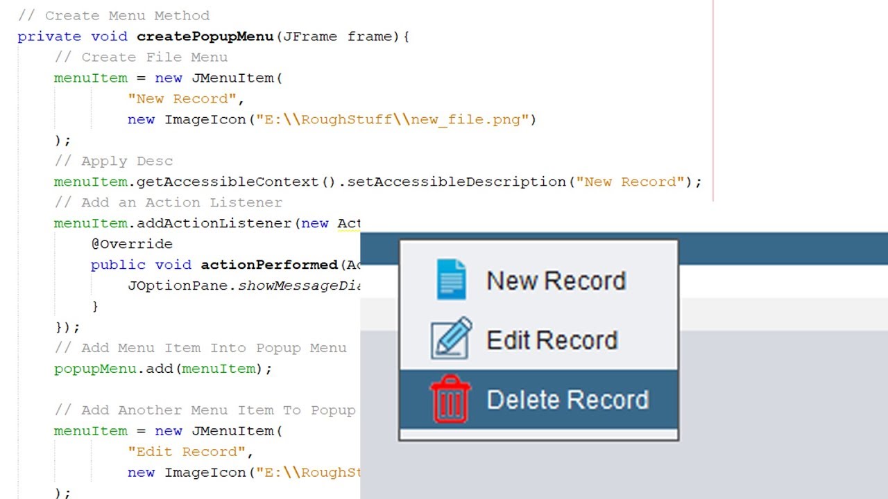 JAVA Popup Menu | How To Create JPopupMenu using JAVA in Netbeans