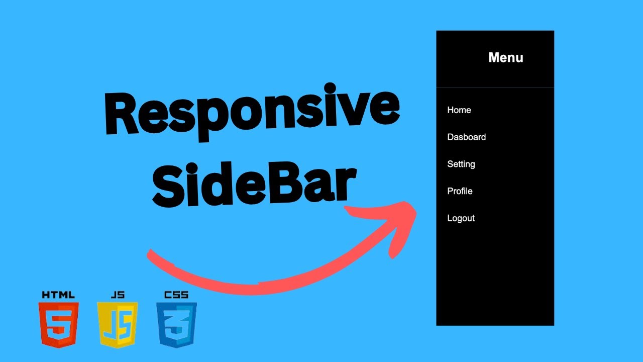 How to create responsive Sidebar | HTML , CSS , Javascript Tutorial