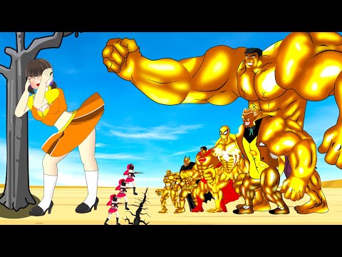 Evolution Of GOLD HULK & SPIDERMAN, BATMAN, JOKER Playing Squid Game 2 Animation | 어몽어스 오징어 게임 2