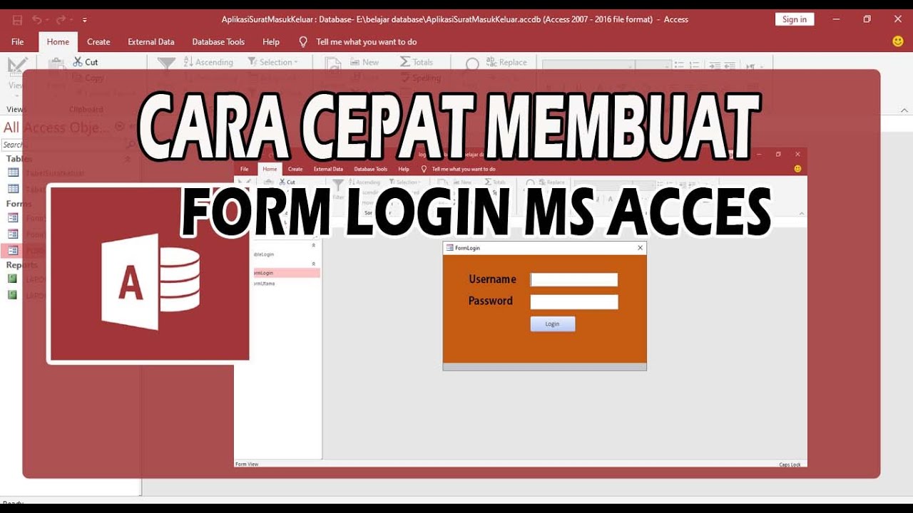 CARA MEMBUAT FORM LOGIN DI MICROSOFT ACCES