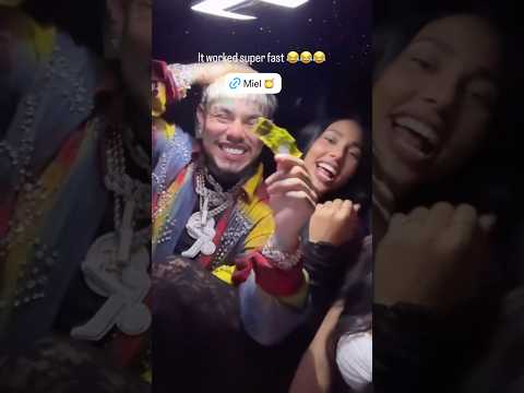 6ix9ine and his girlfriend Hallel Genesis with Jailyne Ojeda in his Rolls Royce eating honey