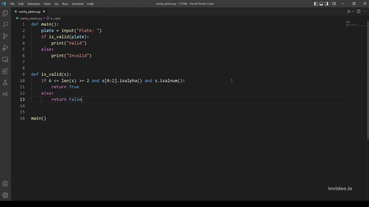 Vanity Plates  -Problem Set 2 (CS50's Introduction to Programming with Python)