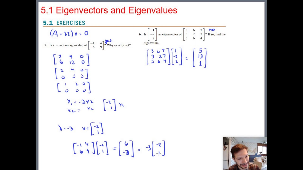 Eigenvalue and Eigenvector homework examples (Math 204 Section 5.1 video 4)