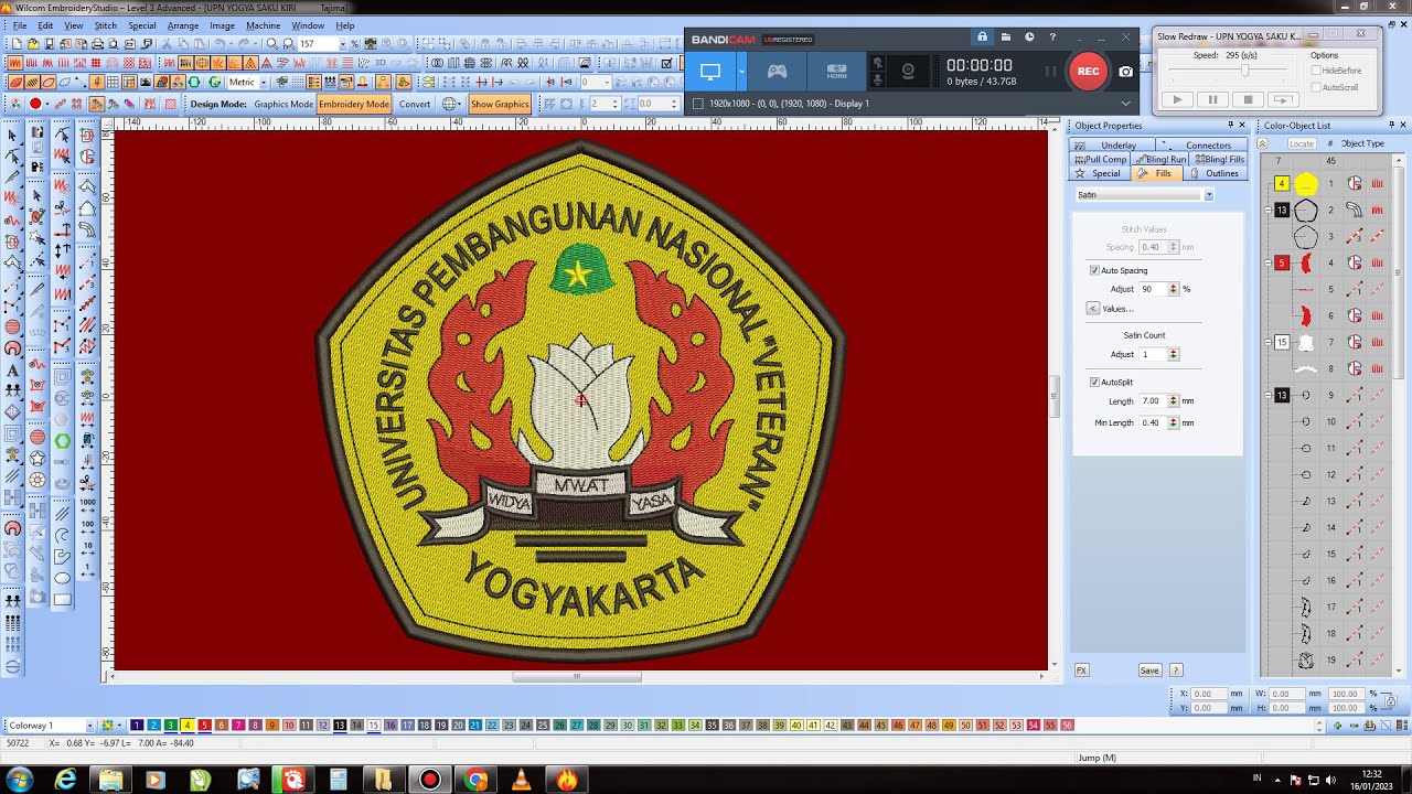 Preview Desain Logo UPN Yogyakarta #bordir #bordirkomputer #embroidery #design