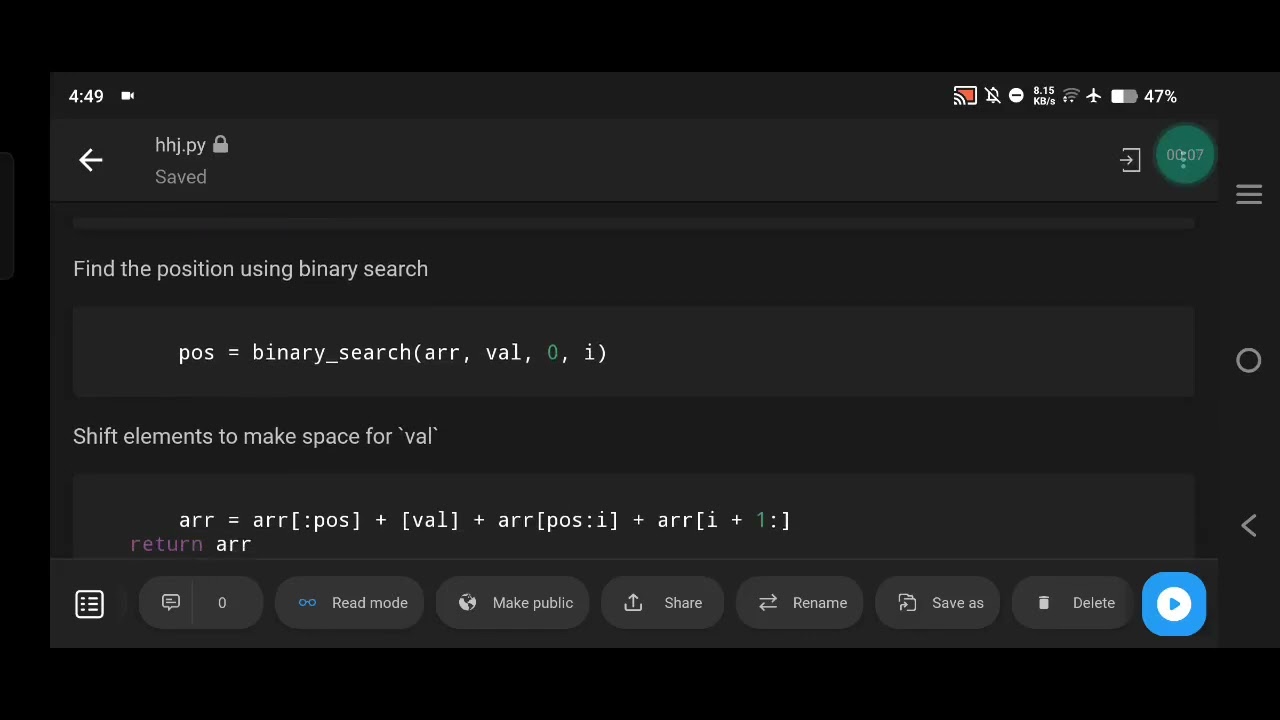 Python Program for Binary Insertion Sort - Optimized Insertion Algorithm