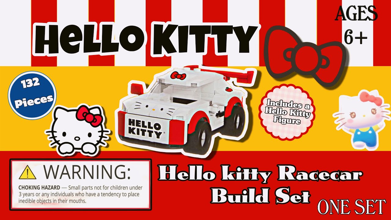 Watch Me! Unbox & Build a Hello Kitty Racecar Set| 132 Pieces| FIVE BElOW FINDS| Adult Collector