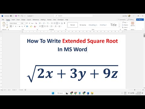 How To Write Extended square root In MS Word