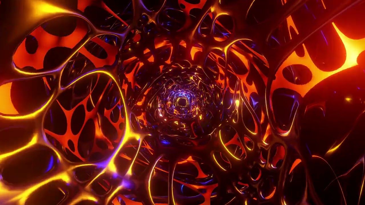 Organic Sci Fi Tunnel Comic Style  VJ Motion Background || Neon Light Tunnel Free VJ Loops || 4K
