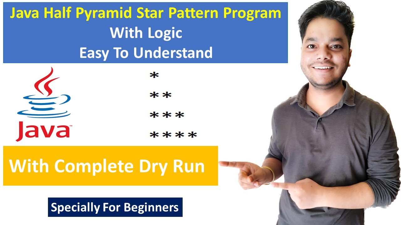 Star Pattern - 2 Half Pyramid Pattern Program in Java | Logic + Dry Run