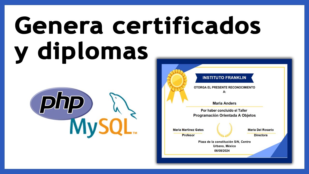🎓 Genera certificados y diplomas automáticamente con PHP y MySQL