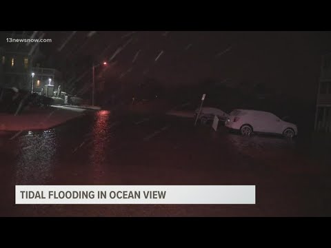 Tidal flooding follows snowfall in Norfolk's Ocean View neighborhood
