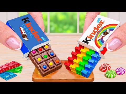 Kinder Chocolate vs Rainbow Cake | Satisfying Miniature Chocolate Cake Challenge & ASMR Dessert