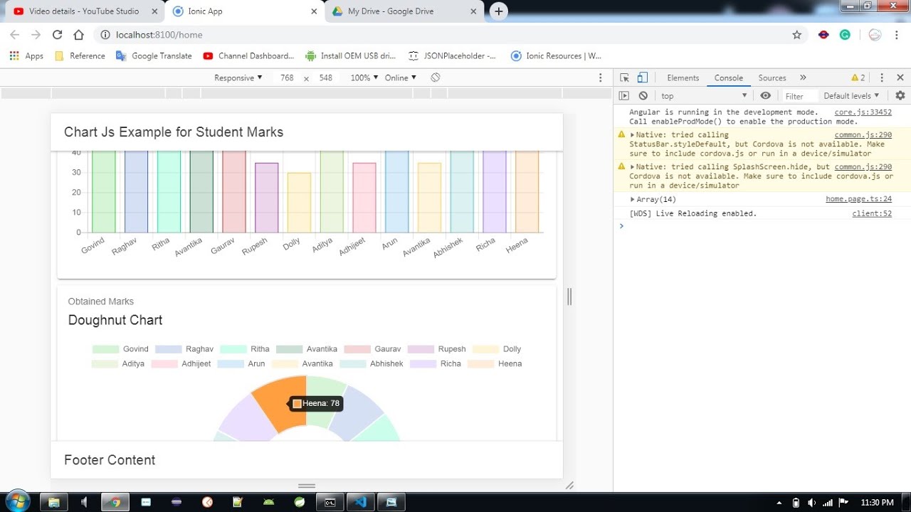 How to Display Charts in Ionic 4 Application