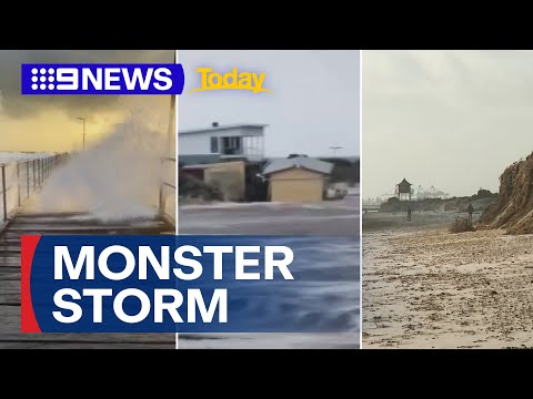 South Australia's 'worst tidal surge in a decade' brings monster storm | 9 News Australia