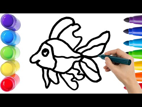How To Draw cute fish Drawing, Painting & Coloring For Kids and Toddlers_ Child Art 🐋🌈🎨
