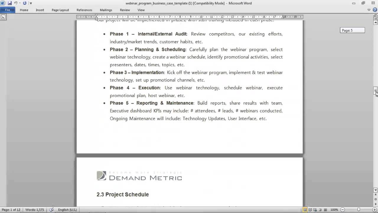 Webinar Program Business Case