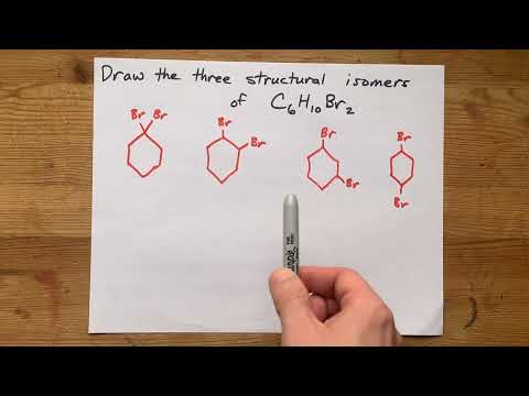 Draw the three structural isomers of C6H10Br2