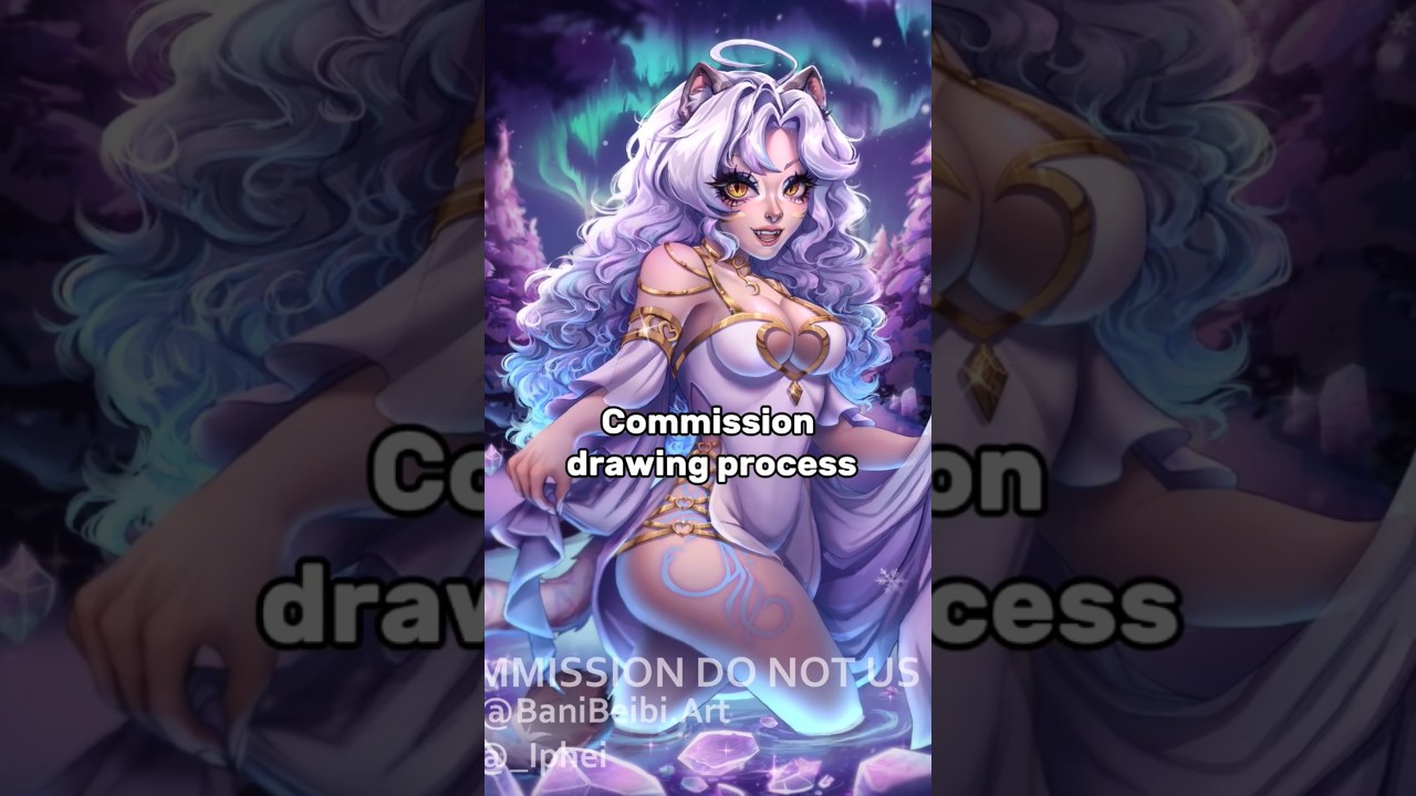 Commission art process💎🩷 #digitalart #art #illustration #drawing #artist #commission #vtuber #aurora