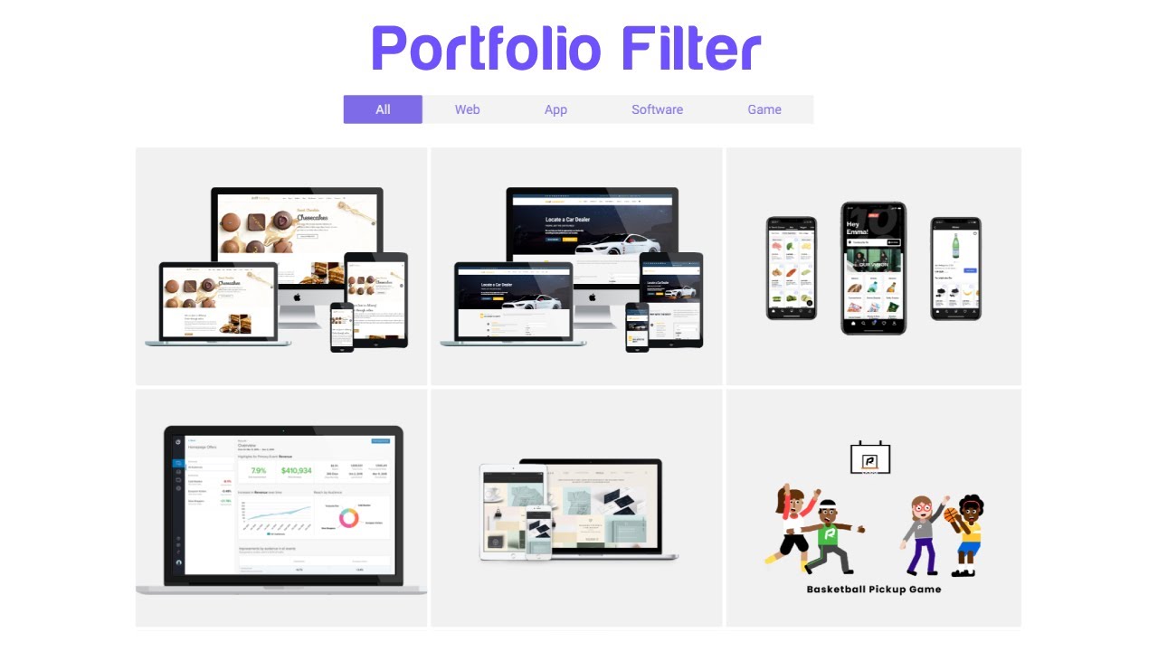 Responsive Portfolio Filter  using HTML CSS & Javascript