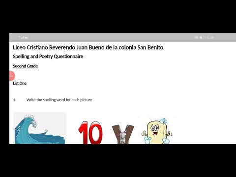 2° grade Spelling and Poetry Questionnaire
