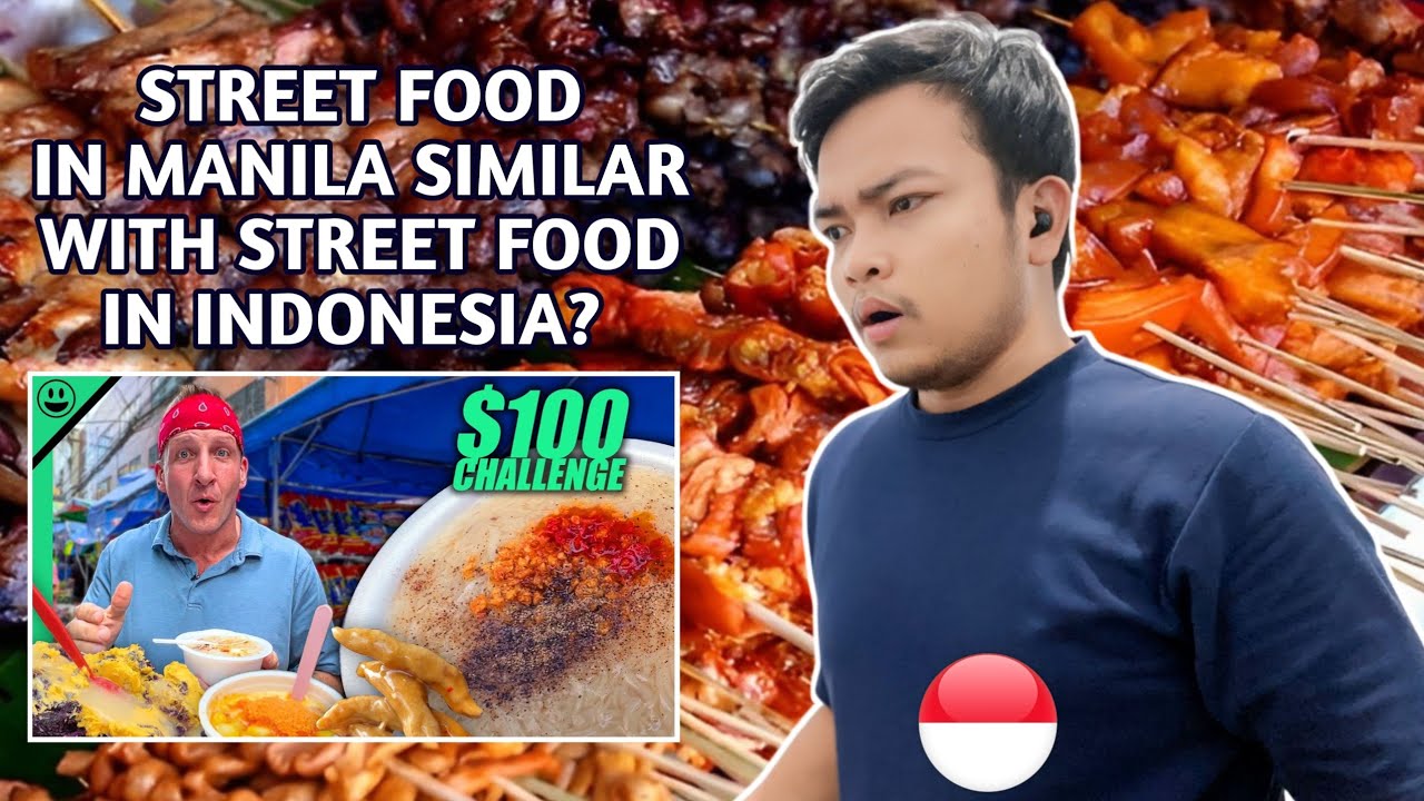 Indonesian React to $100 Filipino Street Food Challenge in Manila!! Is It Possible?