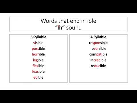 Words that end in able and ible