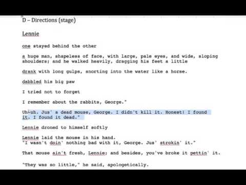 Of Mice and Men - Lennie, Key Quotes - Section 1