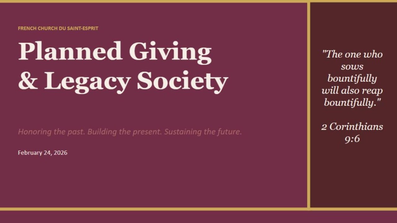 Présentation de la Saint-Esprit Legacy Society