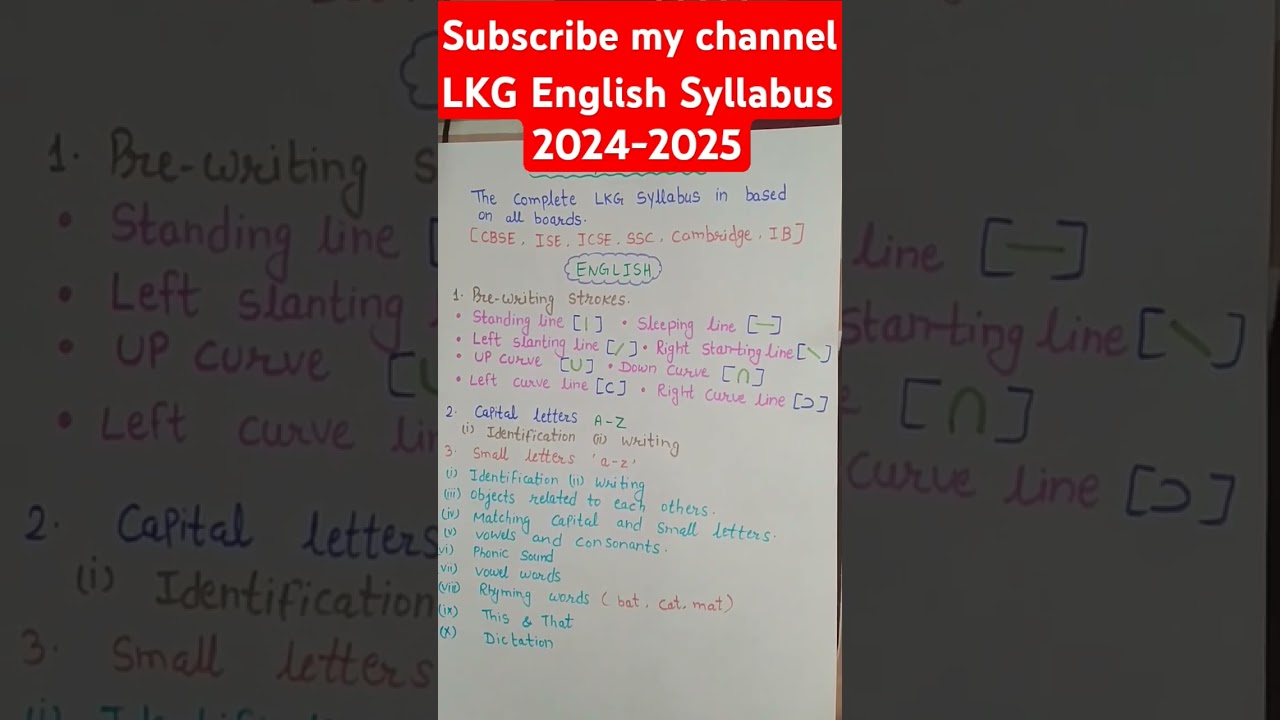 LKG English Syllabus 2024-2025|#shorts#englishworksheet #lkg#trending #syllabus2024