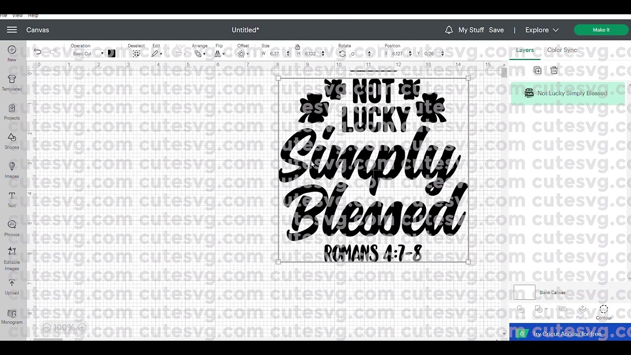 Not Lucky Simply Blessed SVG, Romans 4:7-8 PNG, DXF, EPS Cut files