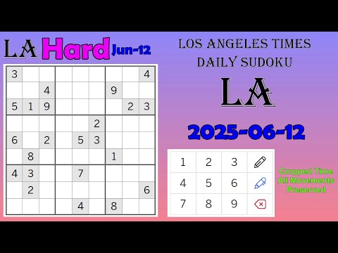 Los Angeles Times Daily Sudoku 2025-06-12 2174 Hard