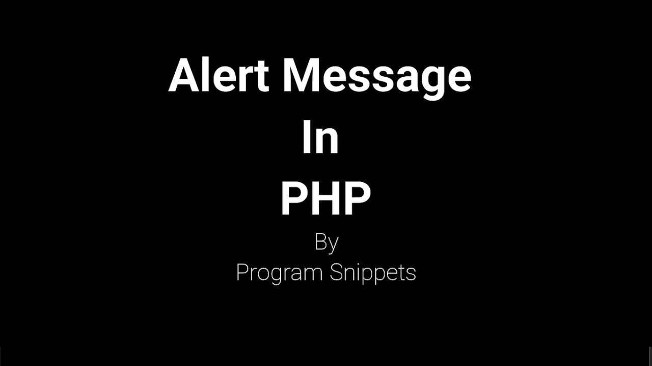 Alert Message In PHP