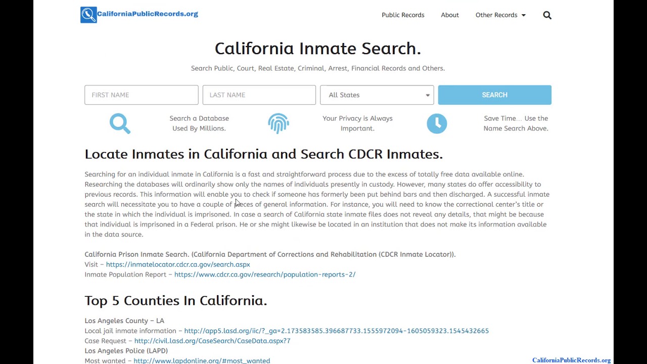 Locate Inmates in California and Search CDCR Inmates.