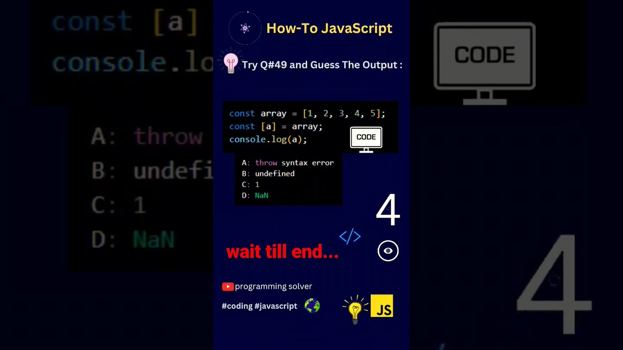 How To Code JavaScript Q#49, Try Solve & Guess The Output #shorts #coding #programming #javascript