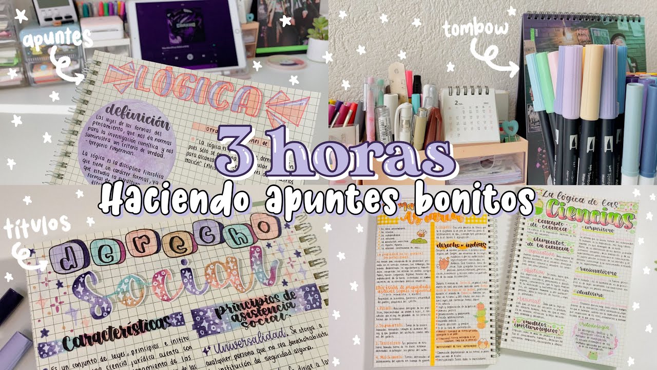 🌱3 horas haciendo apuntes bonitos| ideas de títulos, materiales…