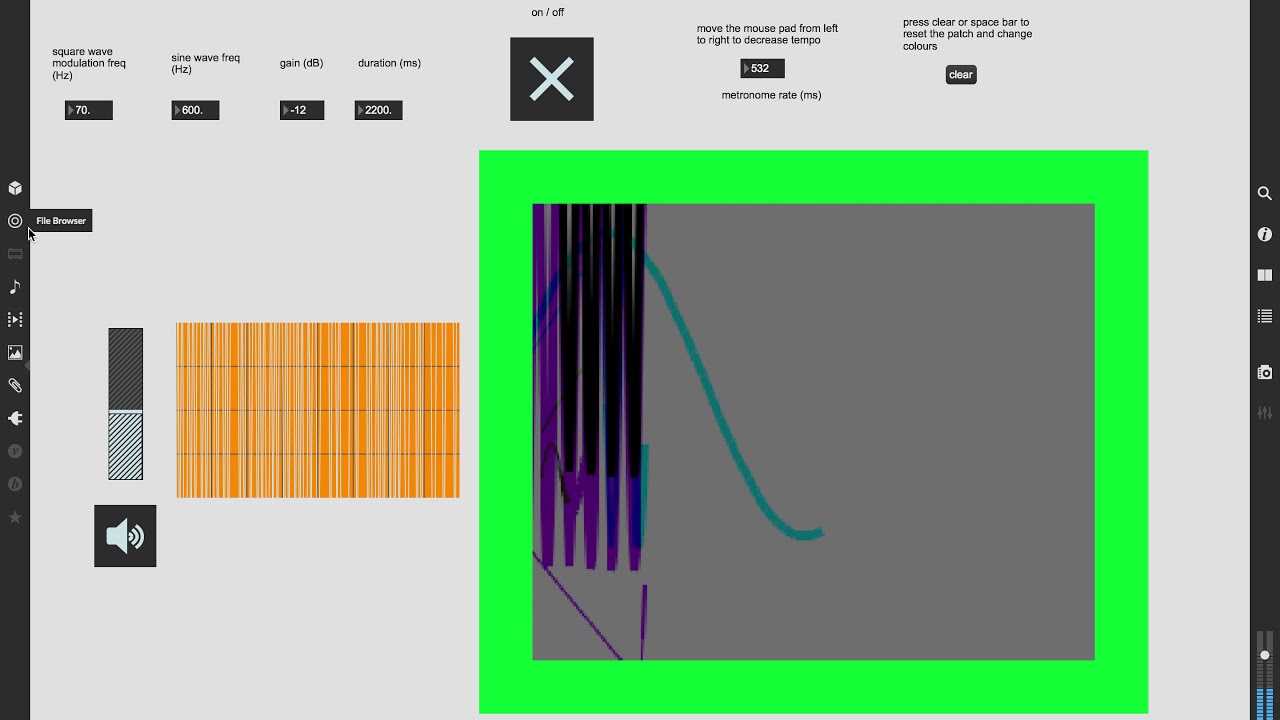 Max MSP sine wave ring modulation with jitter representation
