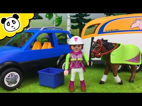 ⭕ PKW MIT PFERDEANHÄNGER - Armes Pferd muss zum Tierarzt - Spielzeug auspacken&spielen