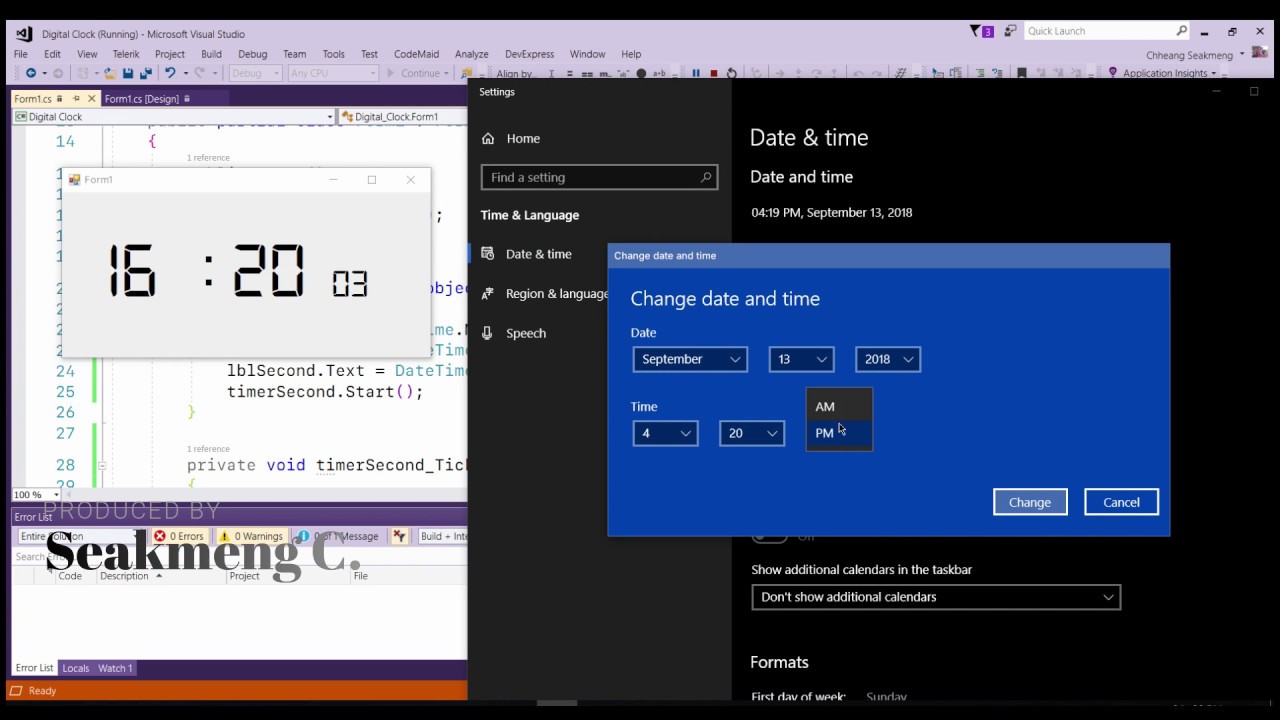 C# WinForm UI - Make a Digital Clock