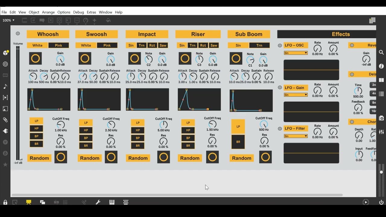 MAX MSP Patch | Sound Effects Generator