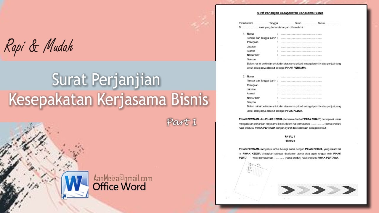 Surat Perjanjian Kesepakatan Kerjasama Bisnis || Part 1
