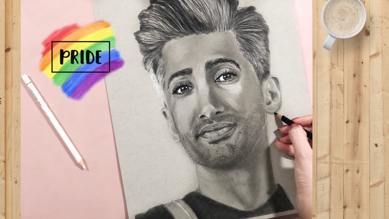 TONED PAPER DRAWING TUTORIAL - COLORED PENCIL PORTRAIT TAN FRANCE