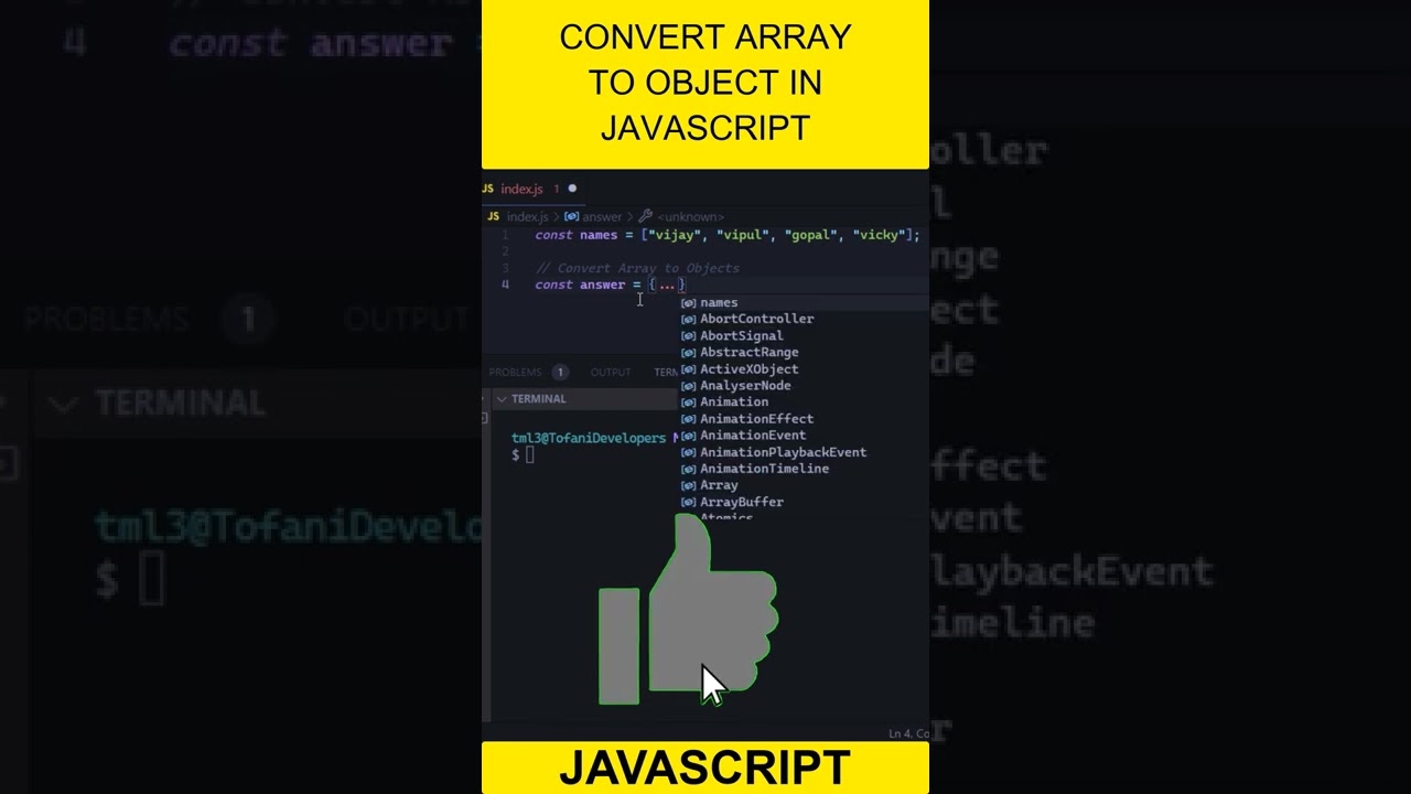 convert array to object in javascript 🔥 #shorts #javascript #tricks #programming