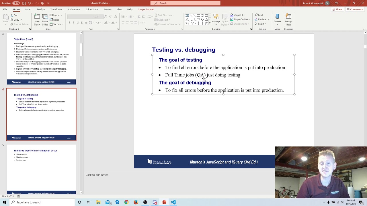 JavaScript Troubleshooting and Debugging Basics (CH5)