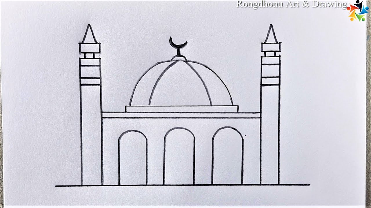 Learn to draw mosque easily | Masjid Drawing Easy | Pencil Art