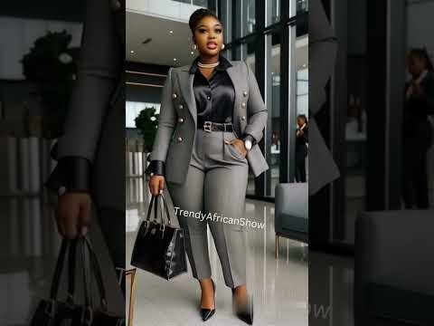 Office Power Look | Plus-Size Tailored Pantsuit with Silk Blouse and Patent Leather Pumps