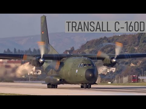 RARE! Luftwaffe Transall C-160D - Close-up Takeoff from Split Airport SPU/LDSP