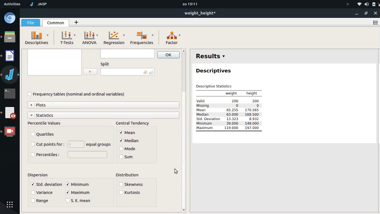 Video 2: Descriptive statistics with JASP